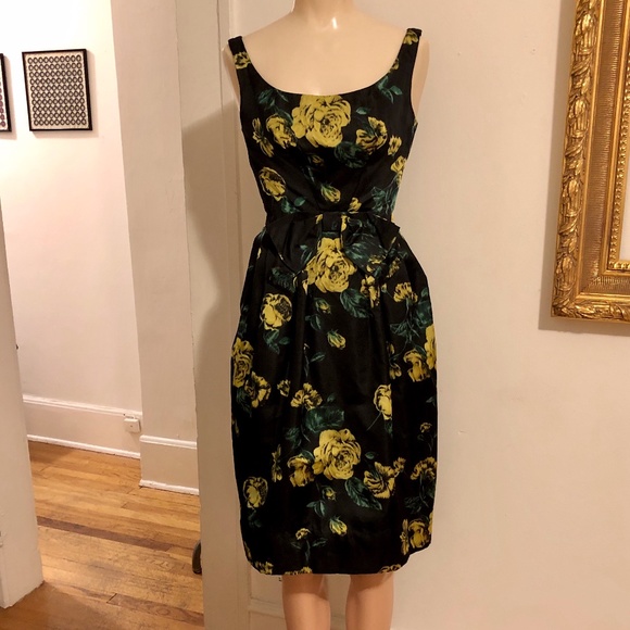 Mr. Mort | Dresses | Vintage Mr Mort 96s Black Satin Floral Dress S ...